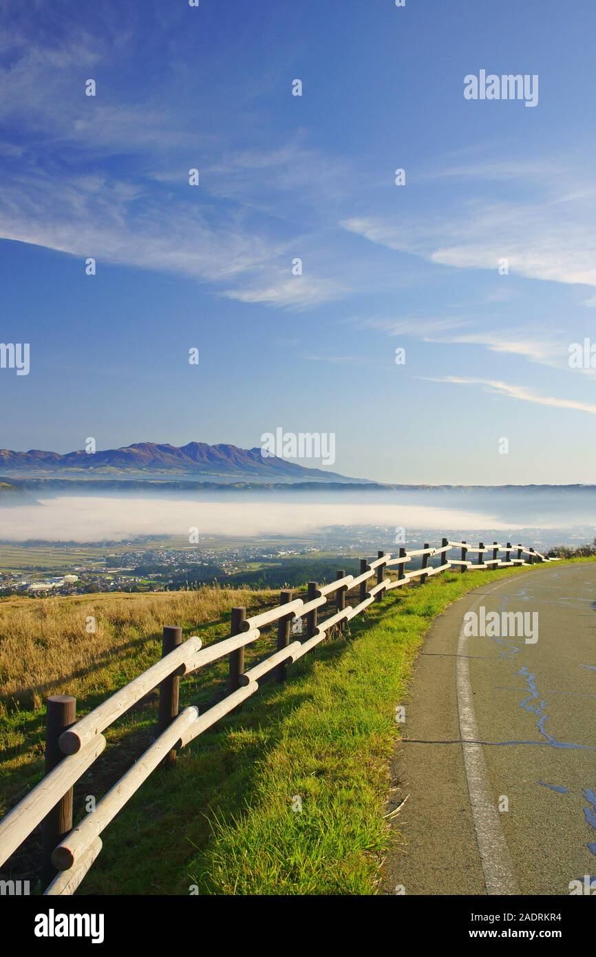 Cloud of sea and Aso Panorama line, Kumamoto Prefecture, Japan Stock ...