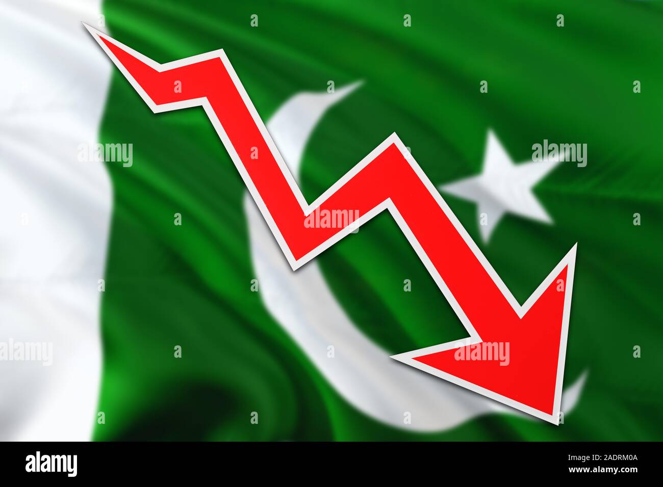 Pakistan economy graph is indicating negative growth, red arrow going ...