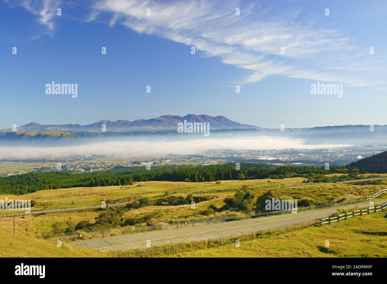 Cloud of sea and Aso Panorama line, Kumamoto Prefecture, Japan Stock ...