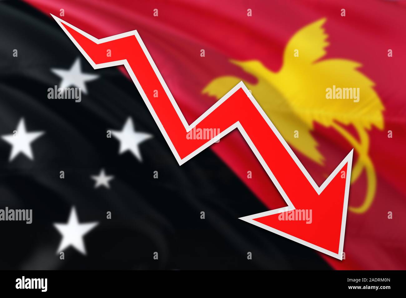 Papua New Guinea economy graph is indicating negative growth, red arrow ...