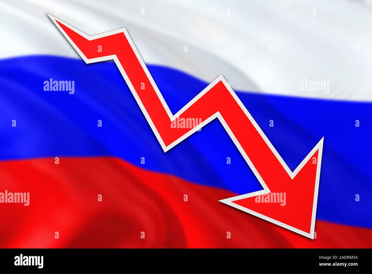 Russia economy graph is indicating negative growth, red arrow going ...