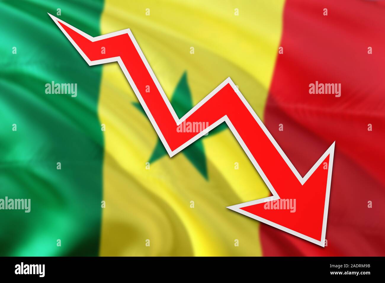 Senegal economy graph is indicating negative growth, red arrow going ...