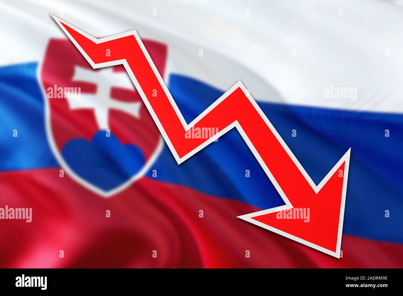Slovakia economy graph is indicating negative growth, red arrow going ...