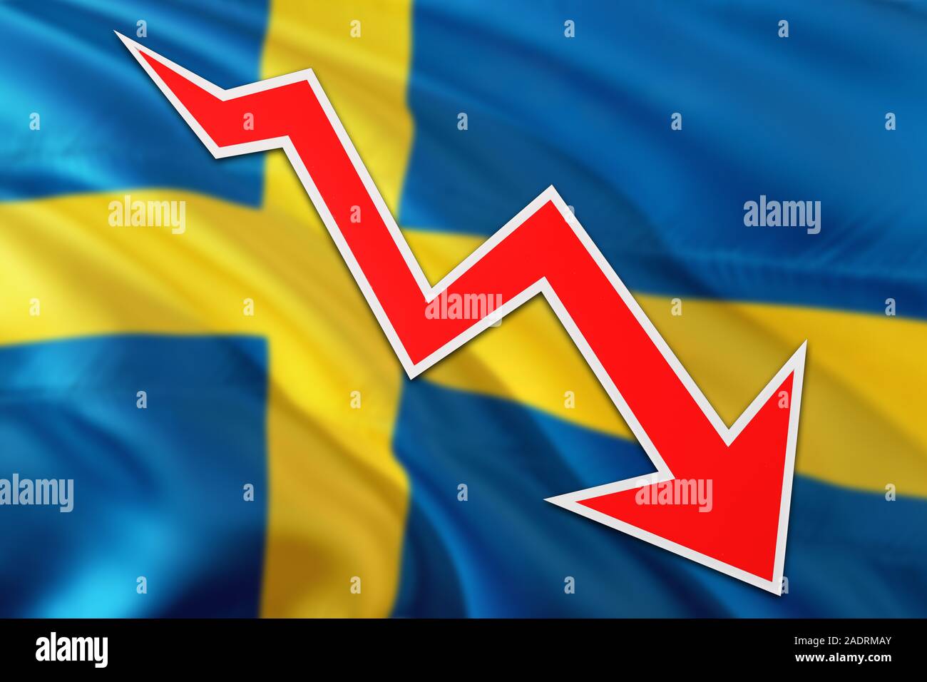 Sweden economy graph is indicating negative growth, red arrow going ...
