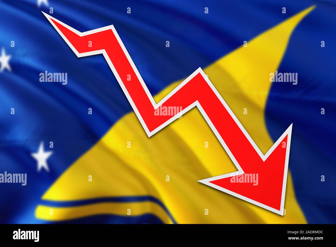 Tokelau economy graph is indicating negative growth, red arrow going ...