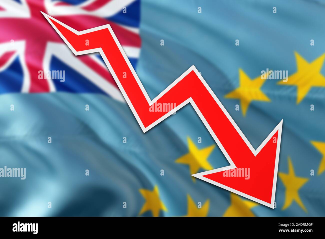 Tuvalu economy graph is indicating negative growth, red arrow going ...