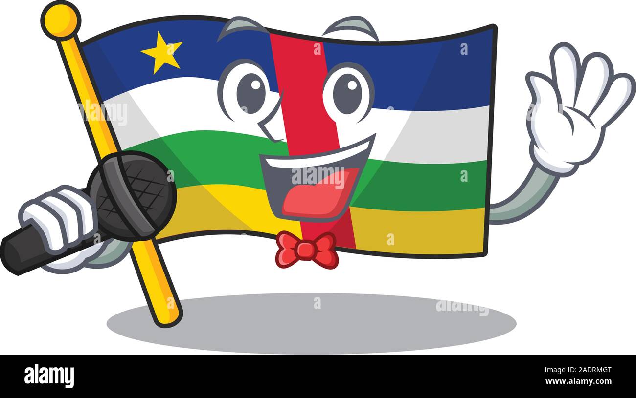 cartoon Singing flag central african while holding a microphone Stock ...