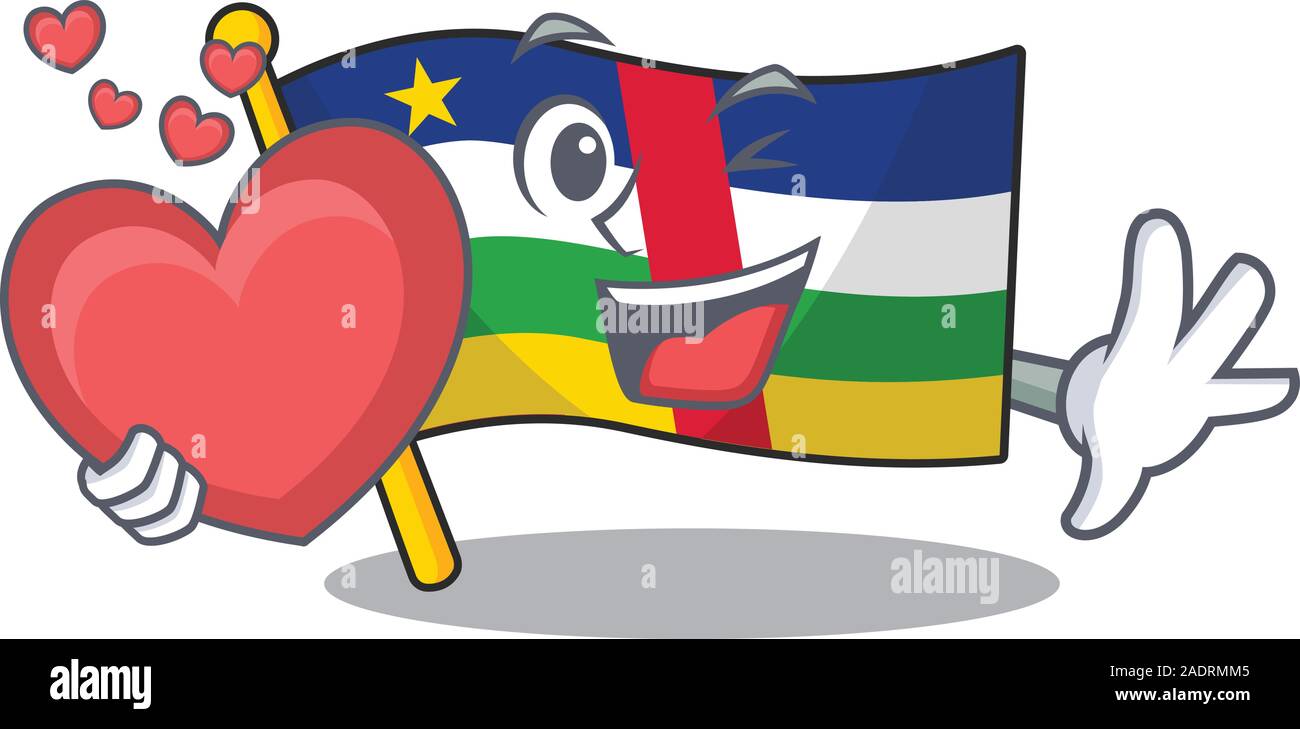 With heart flag central african cartoon character mascot style Stock ...