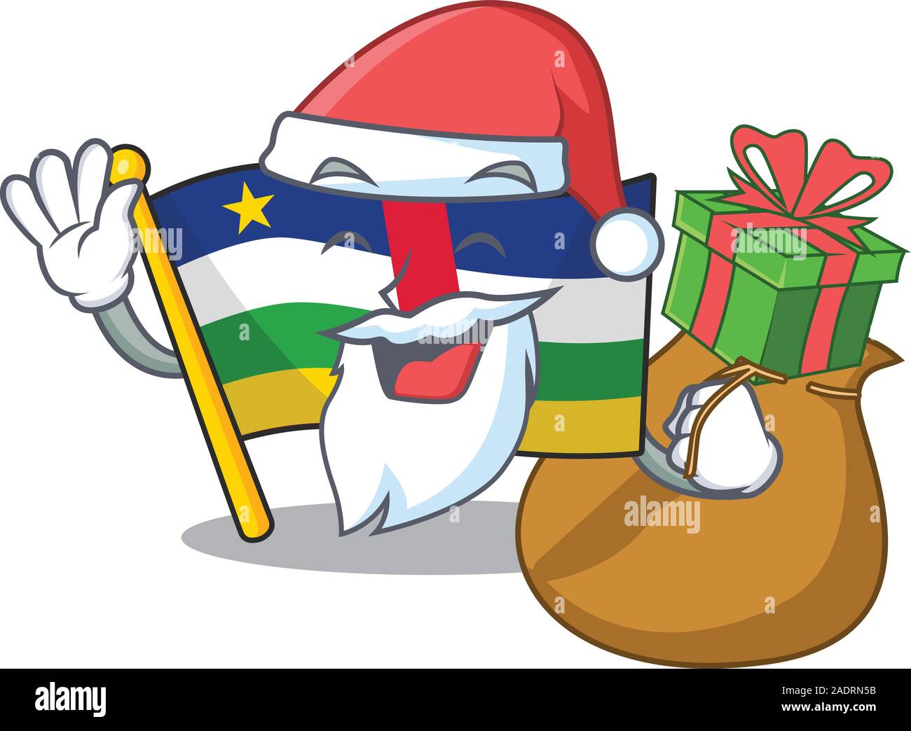 Santa with gift flag central african Cartoon character design Stock ...