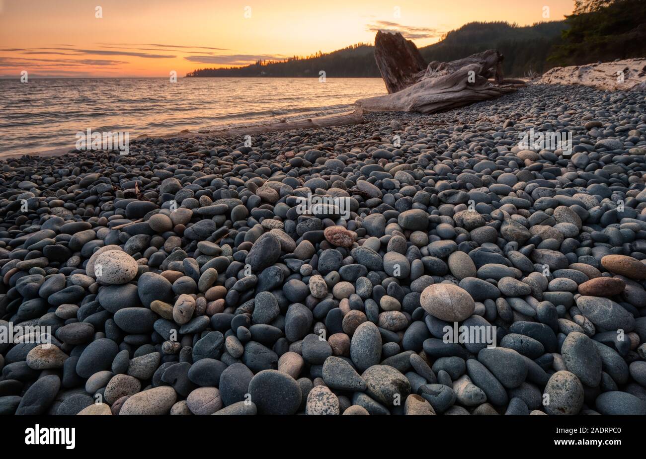 Round rocks on French beach campground on Vancouver Island, British ...