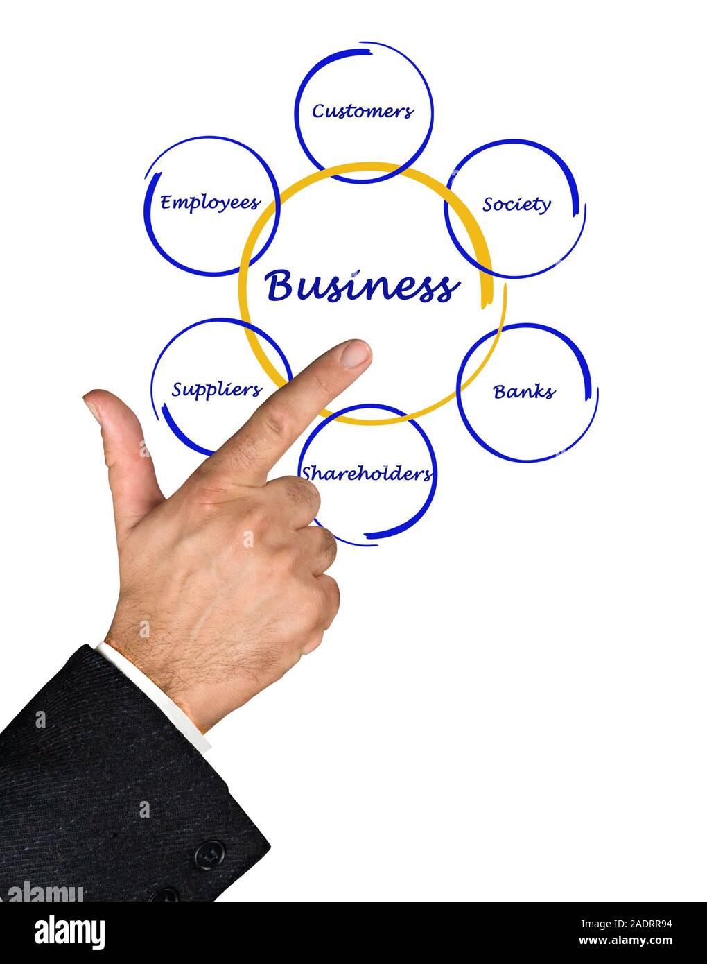 Diagram of relationship of business with stakeholders Stock Photo - Alamy
