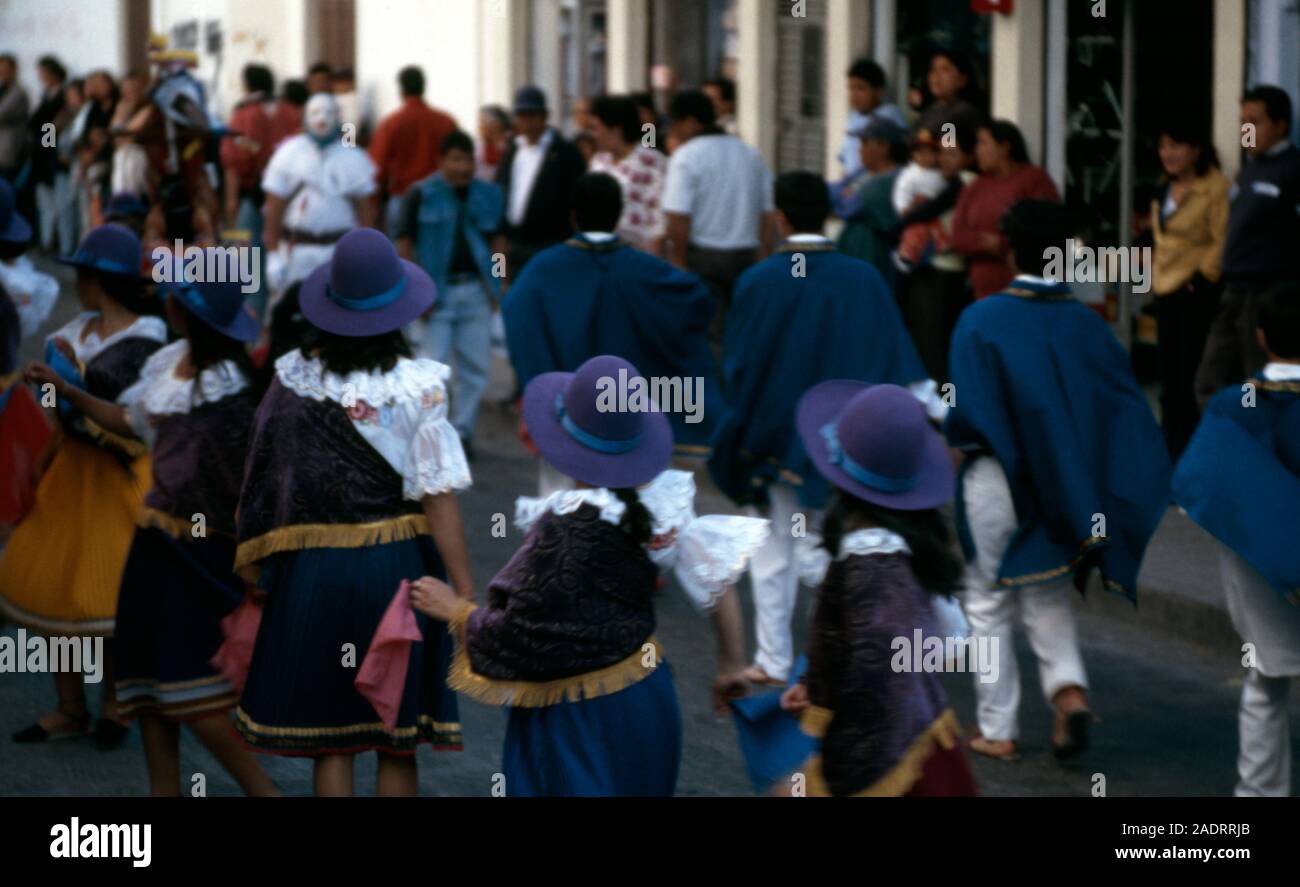 Dancers parade through the streets at the annual pagan/Catholic "Fiesta ...