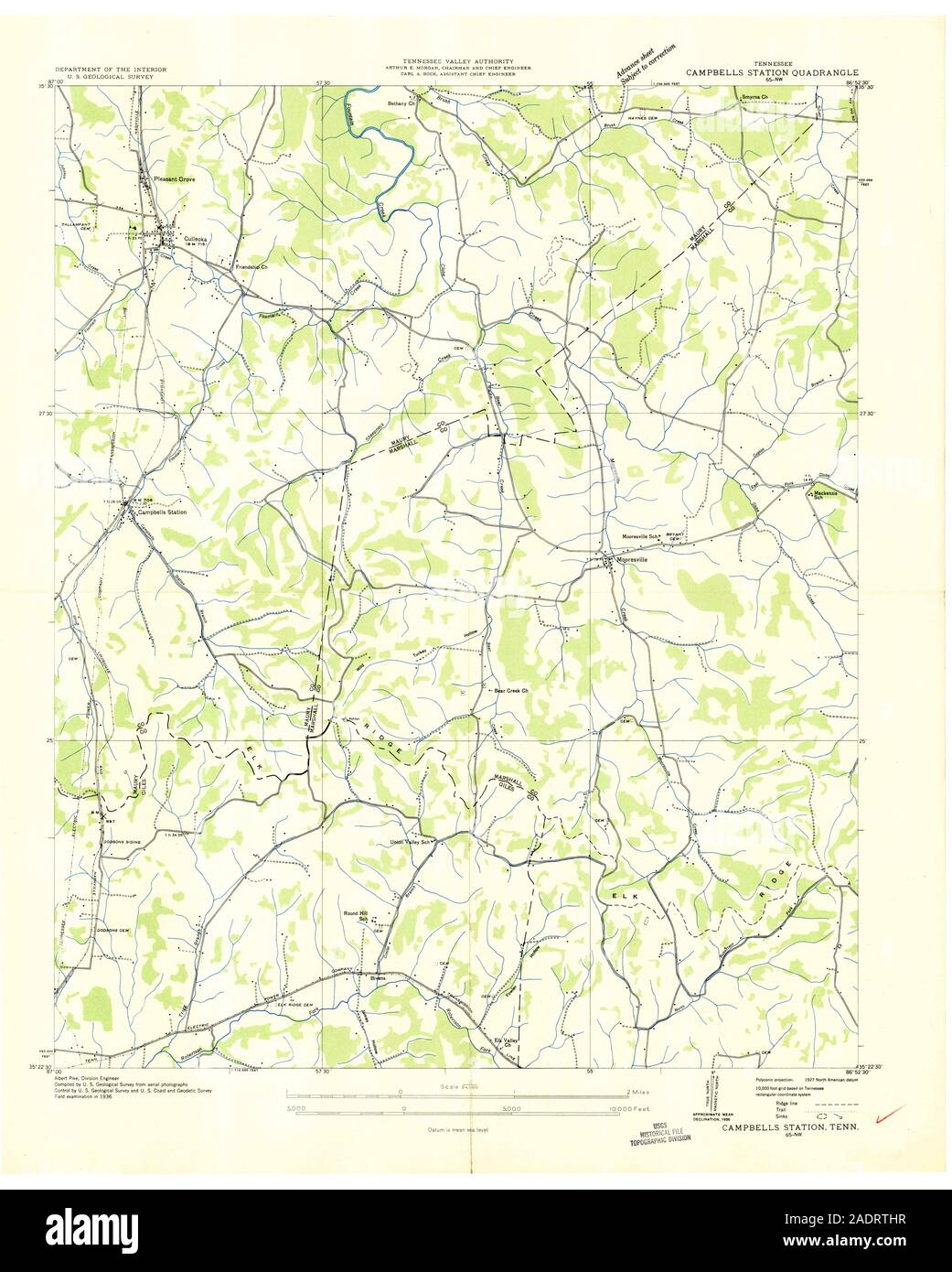 USGS TOPO Map Tennessee TN Campbells Station 148804 1936 24000 ...