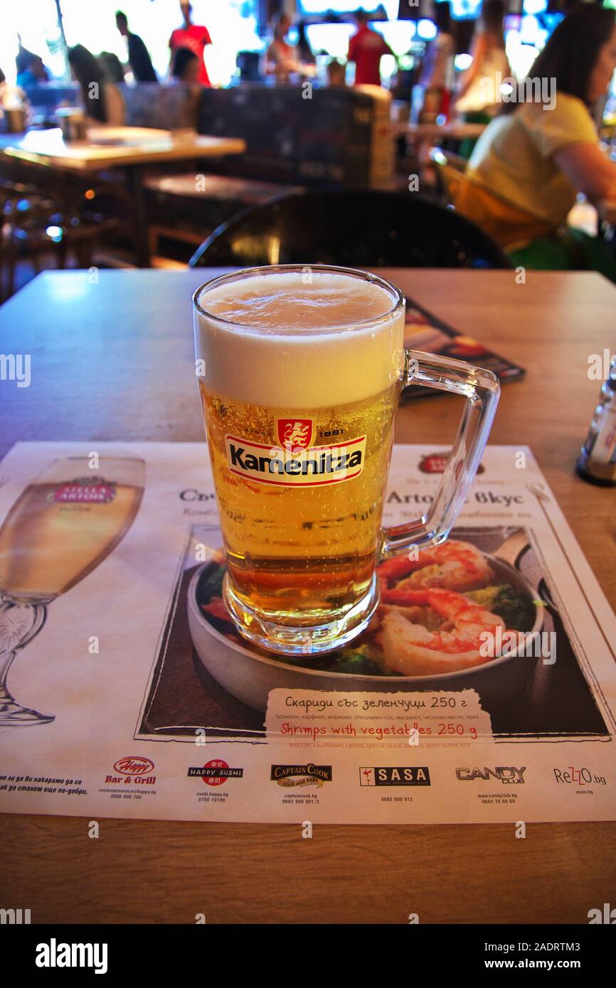 Sofia / Bulgaria - 13 Jul 2015: Traditional beer in the cafe, Sofia ...