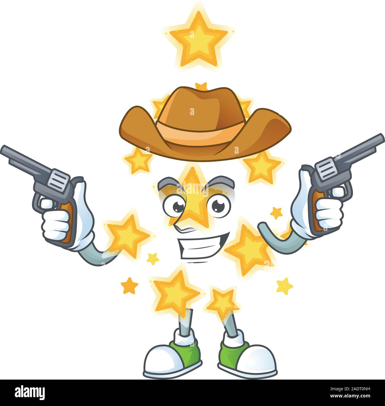Christmas star cartoon character as a Cowboy holding guns Stock Vector ...
