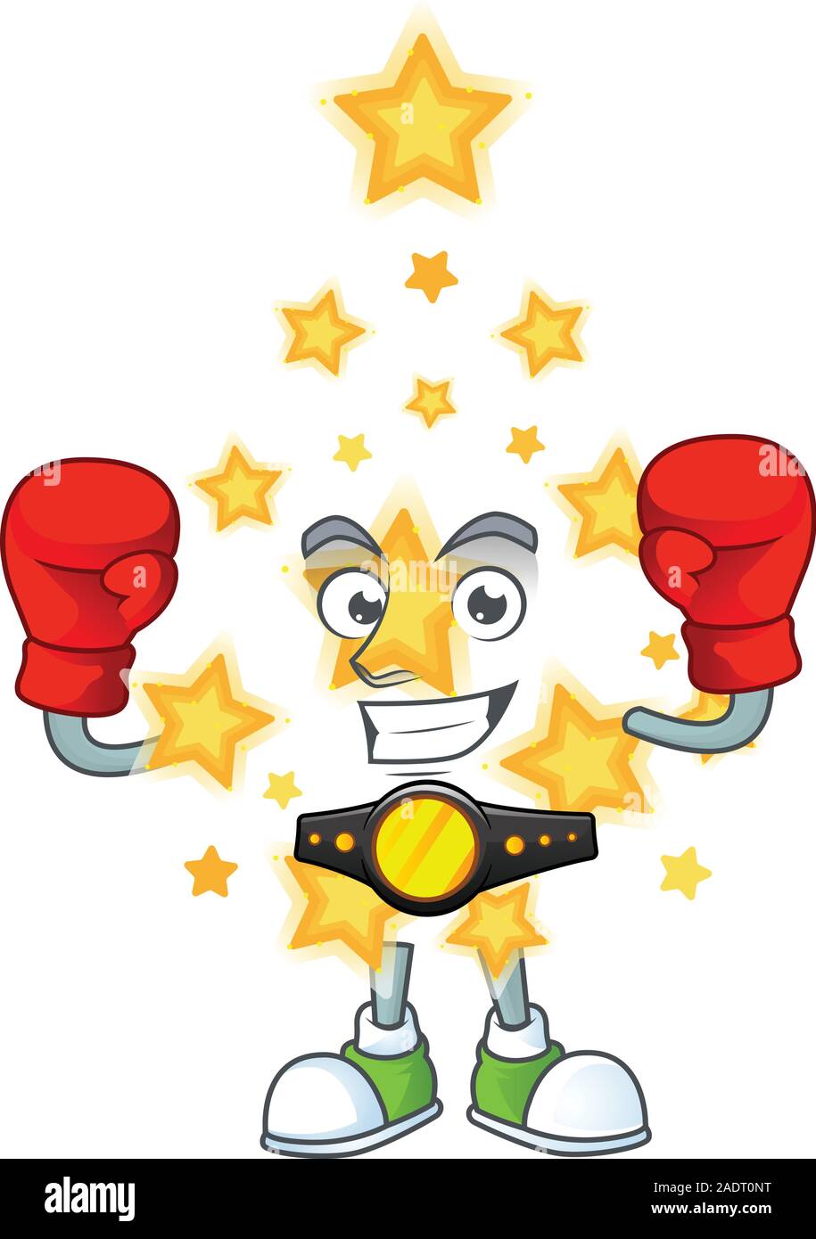 Funny Boxing christmas star cartoon character style Stock Vector Image ...