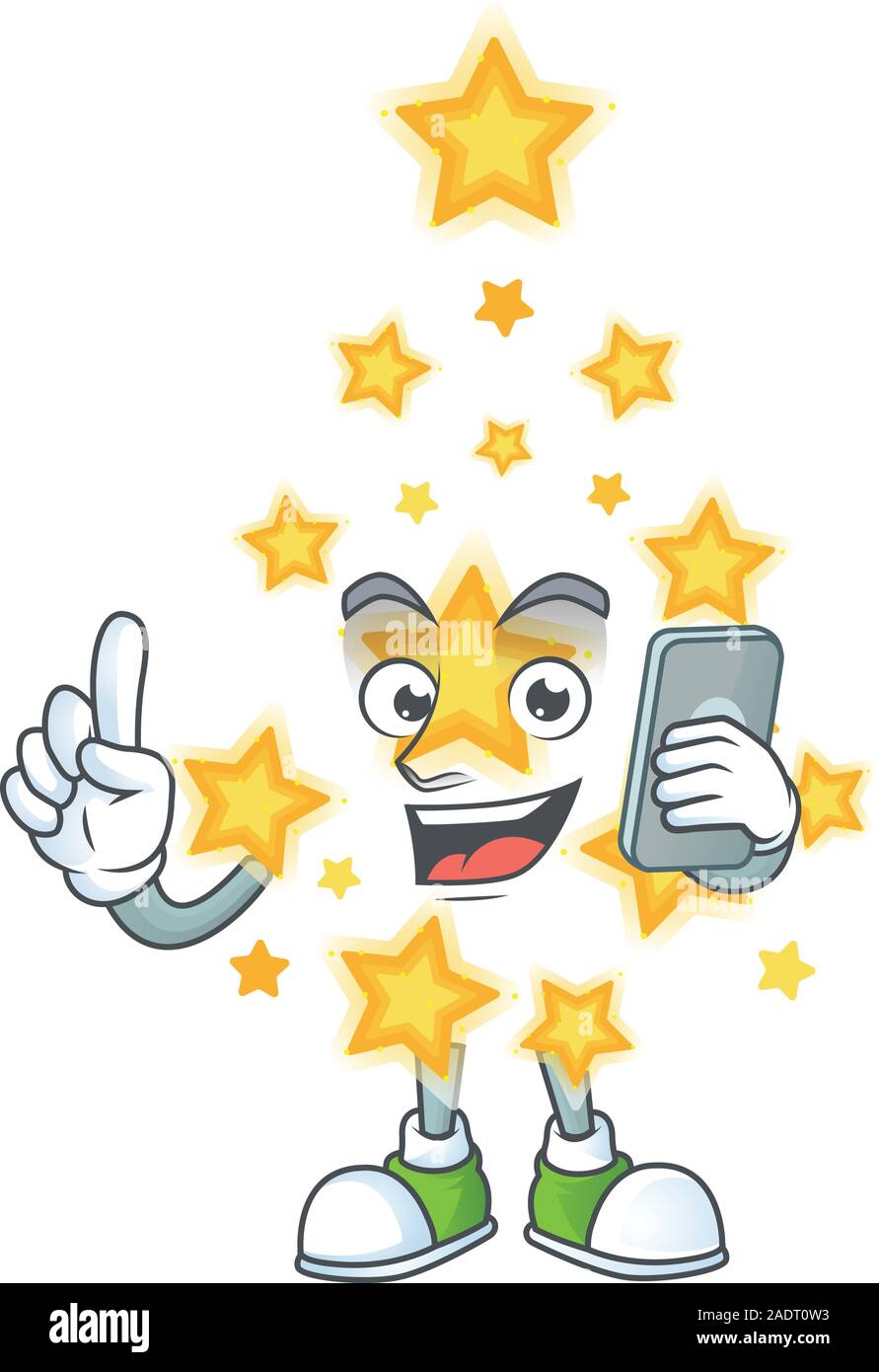 a cartoon style of christmas star speaking on the phone Stock Vector ...