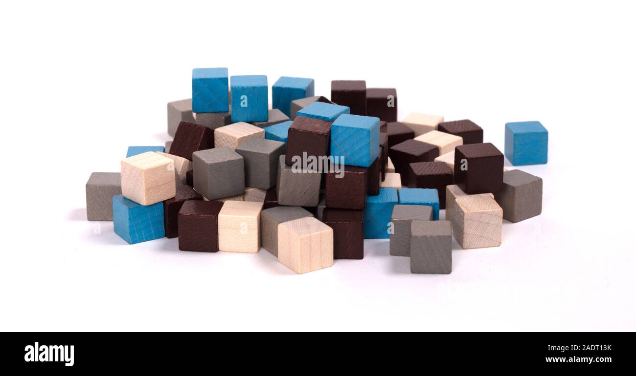 Wooden toy cubes, isolated on white background Stock Photo - Alamy