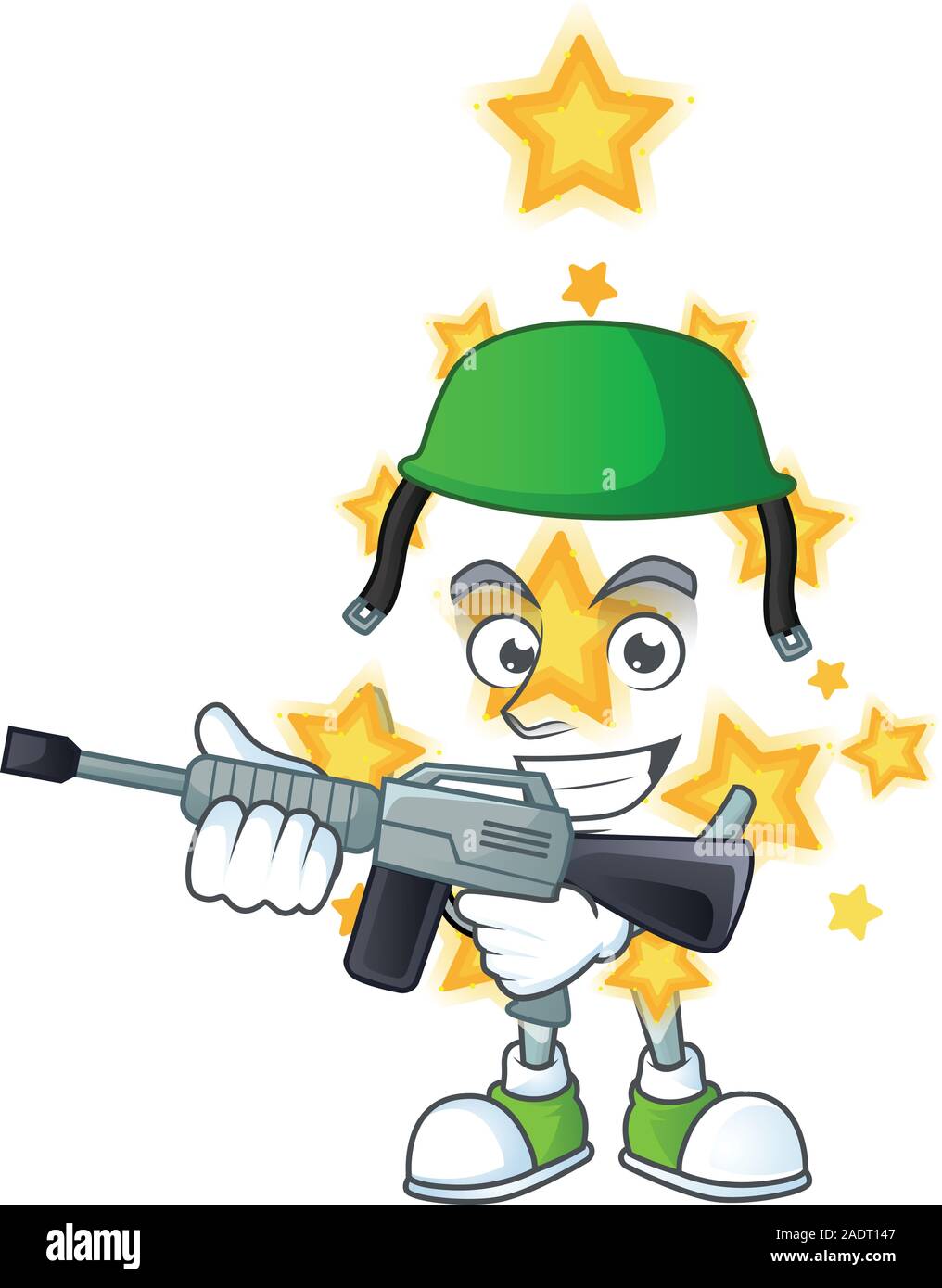 A cartoon style of christmas star Army with machine gun Stock Vector ...