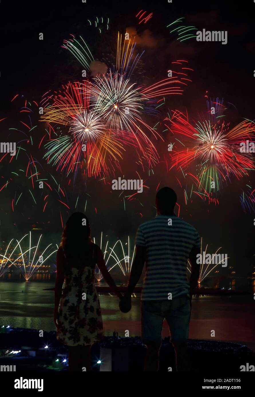 Fireworks on Qatar National day in Doha Stock Photo - Alamy