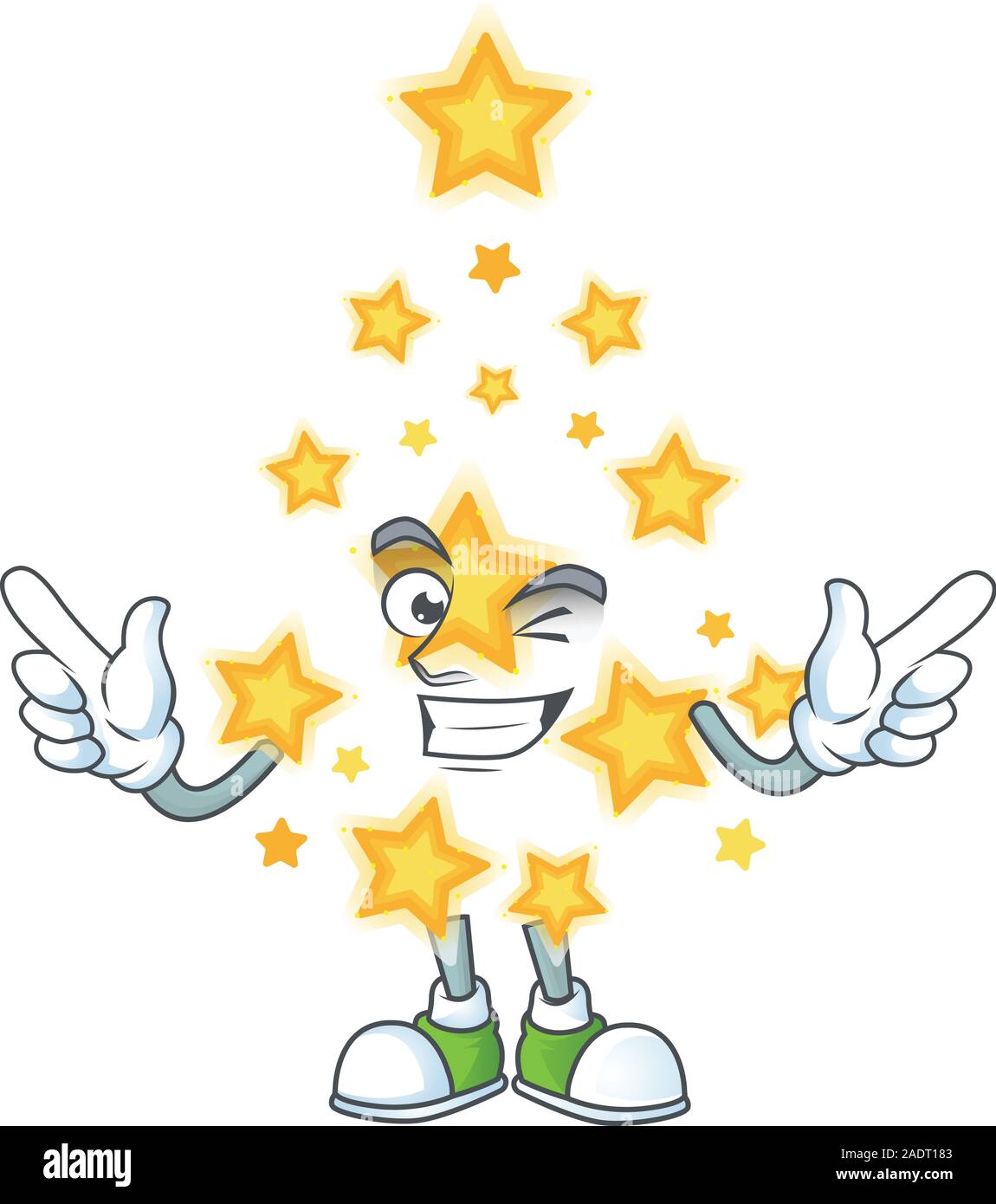 Funny christmas star cartoon character style with Wink eye Stock Vector ...