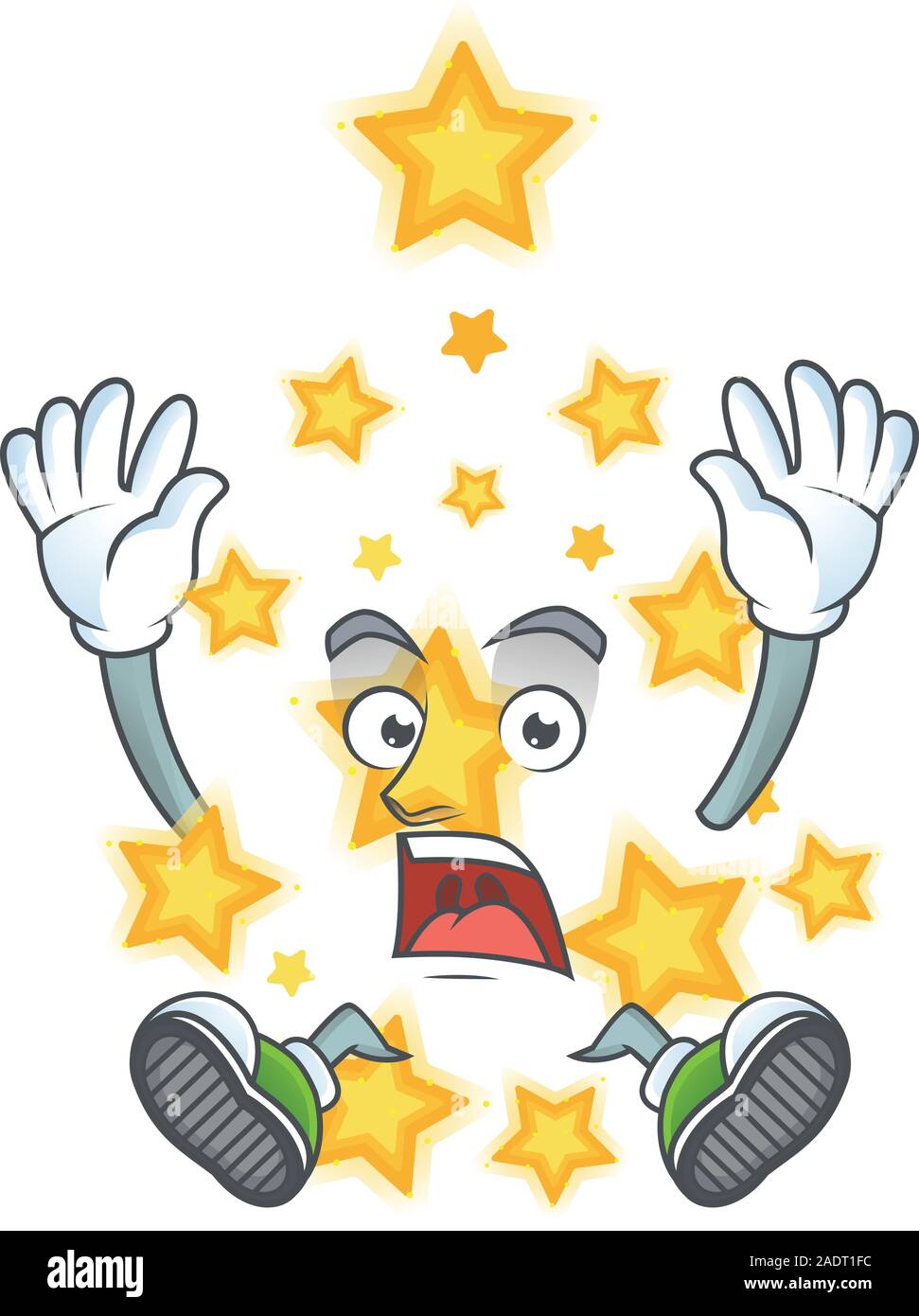 cute christmas star cartoon character style with shocking gesture Stock ...