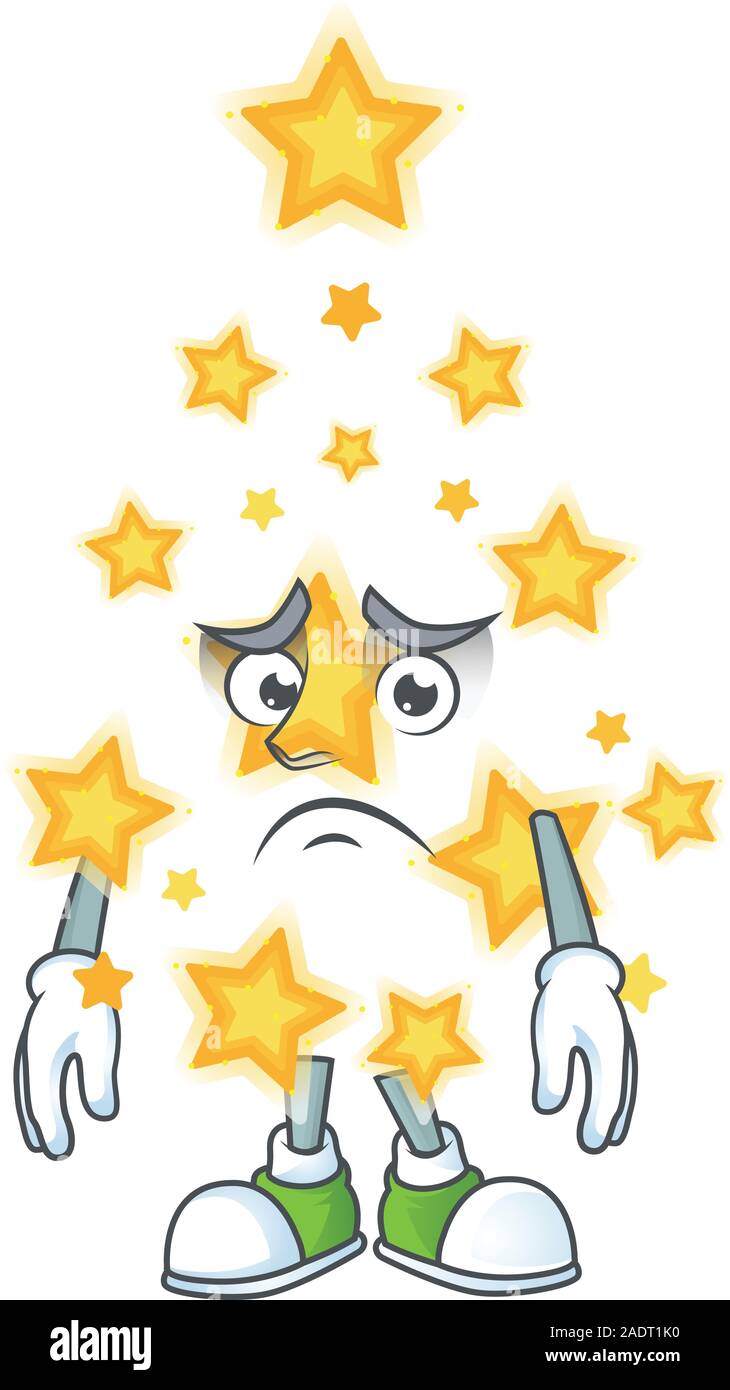 Christmas star Cartoon character showing afraid look face Stock Vector ...