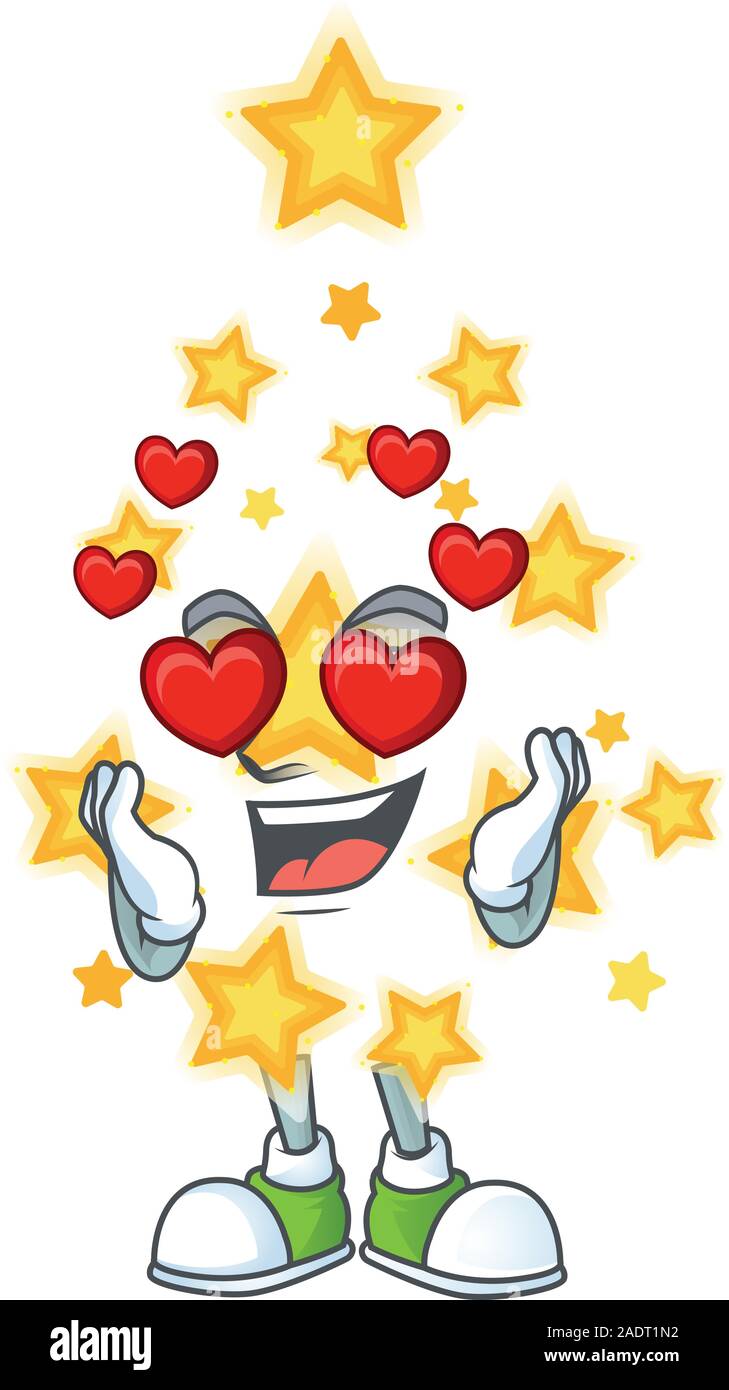 Falling in love happy cute christmas star cartoon design Stock Vector ...