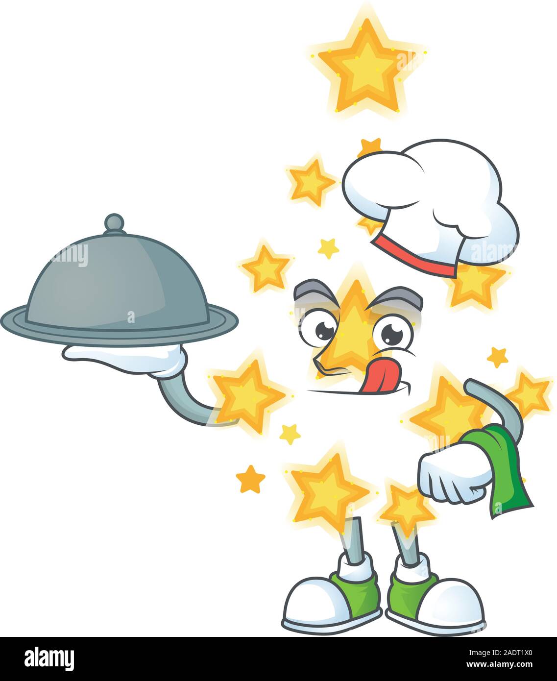 smiling christmas star as a Chef with food cartoon style design Stock ...