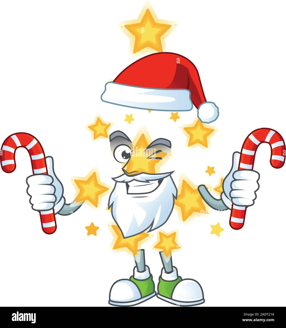 Christmas star Cartoon character in Santa with candy Stock Vector Image ...