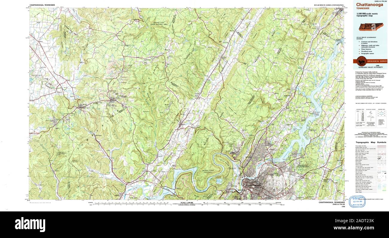 USGS TOPO Map Tennessee TN Chattanooga 143829 1988 100000 Restoration ...