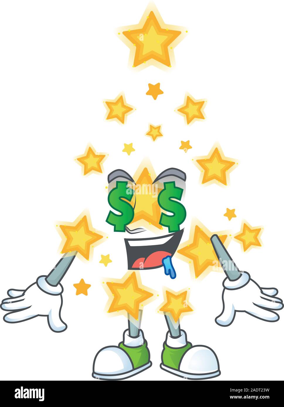 Christmas star with Money eye cartoon character design Stock Vector ...