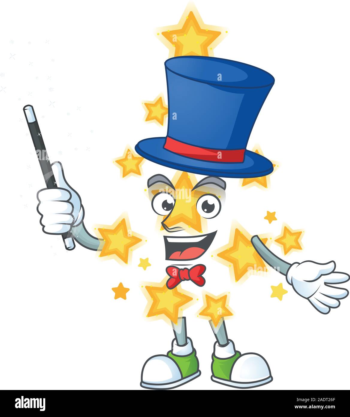 Cartoon character of christmas star Magician style Stock Vector Image ...