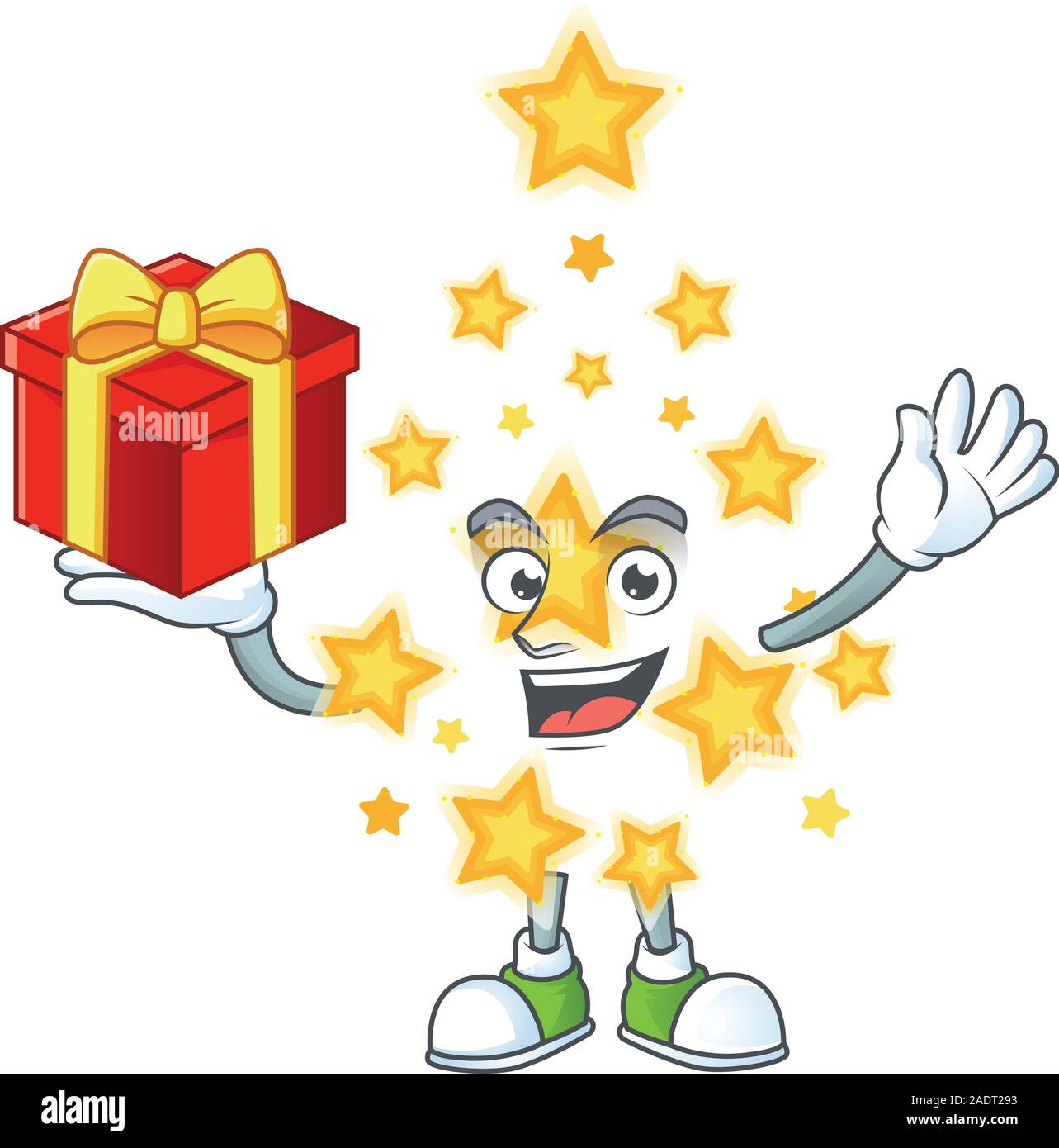 Mascot of christmas star character up a gift Stock Vector Image & Art ...