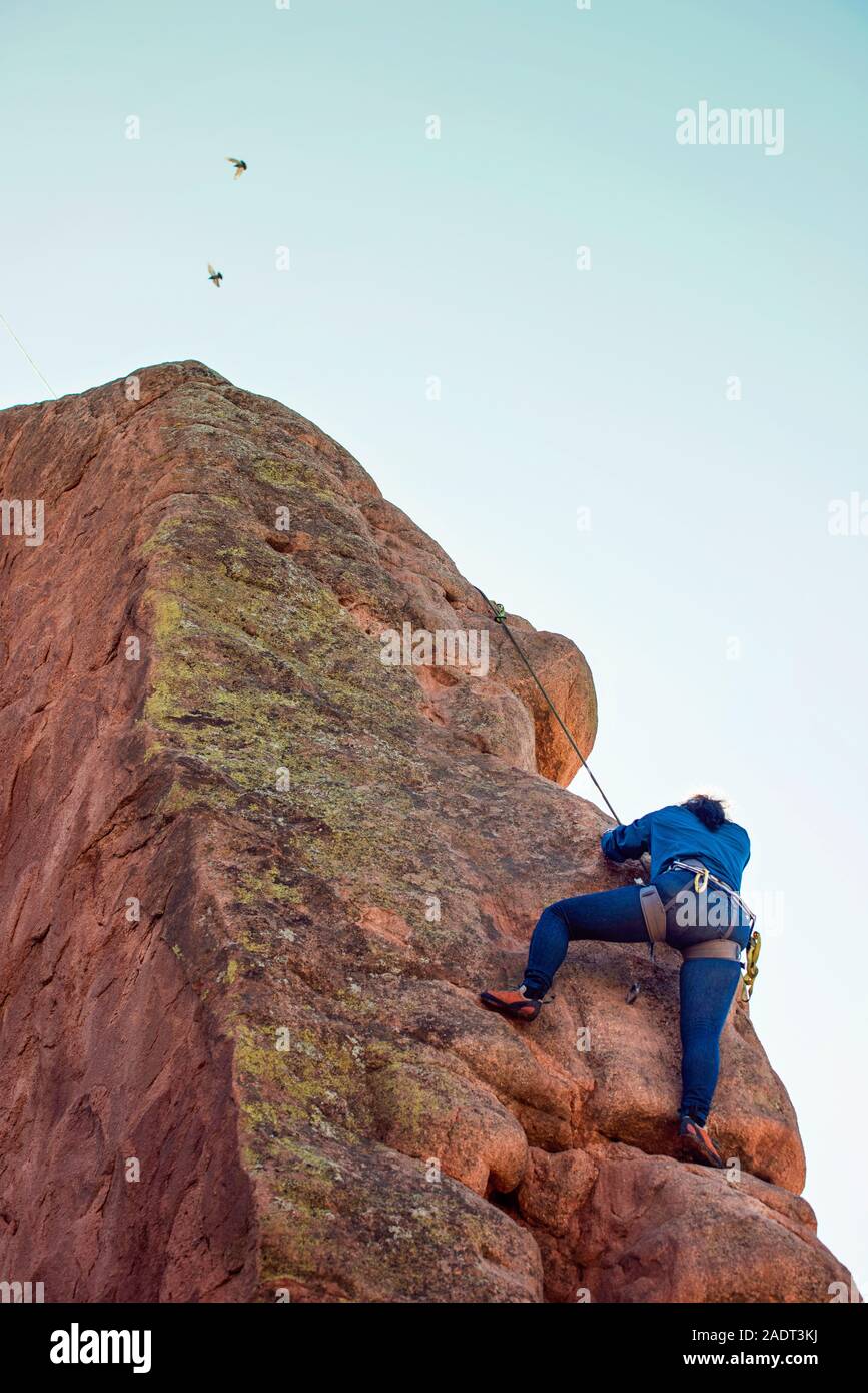 Asian Female Rock Climber at Garden of the Gods Colorado Stock Photo ...