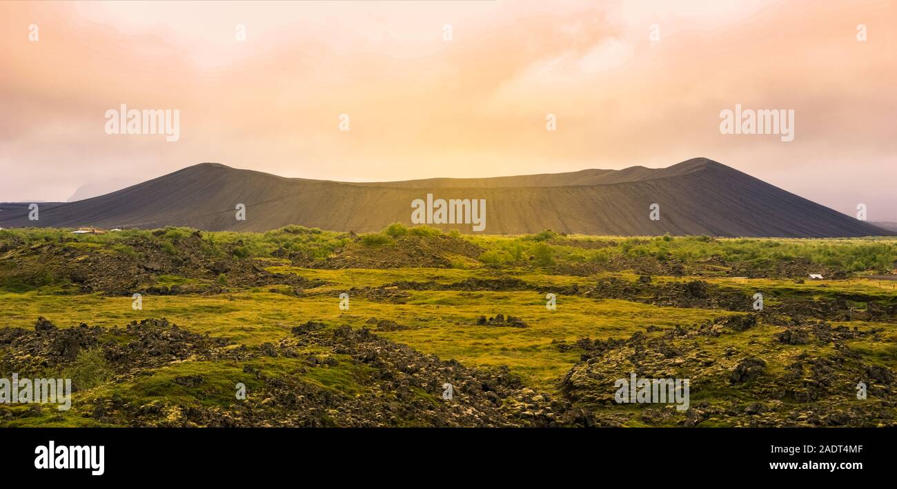 Panoramic view of Hverfjall crater (also known as Hverfell) a volcano ...