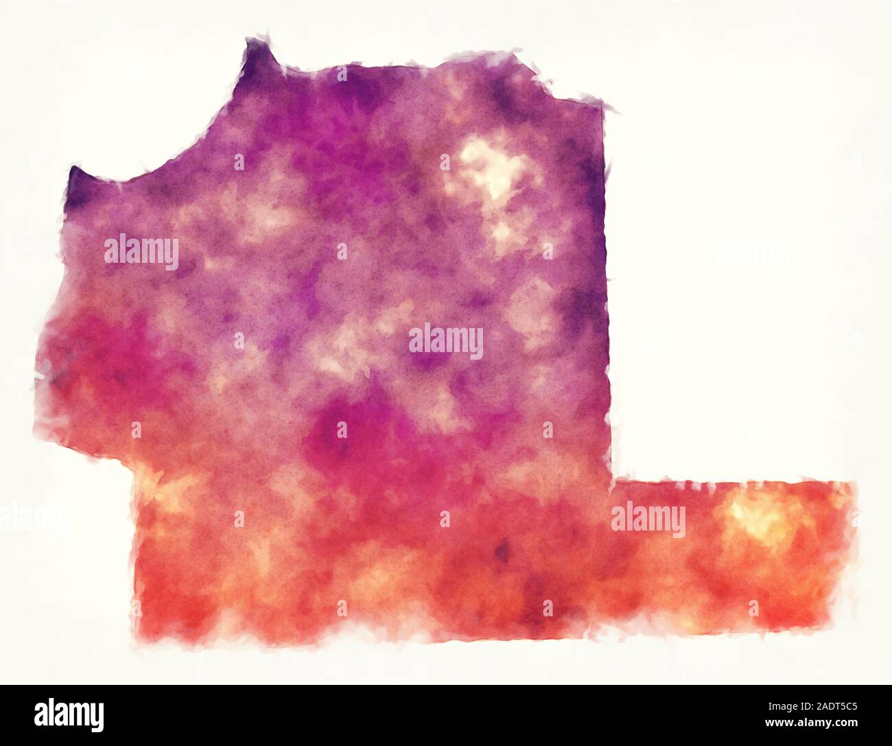 Al Wahat district watercolor map of Libya Stock Photo - Alamy