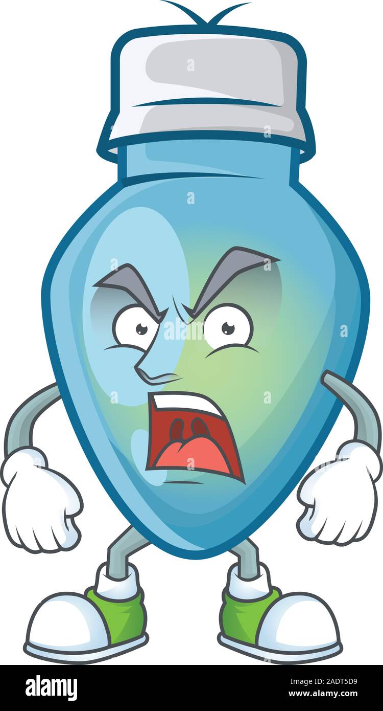 Mascot of angry blue christmas bulb cartoon character design Stock ...