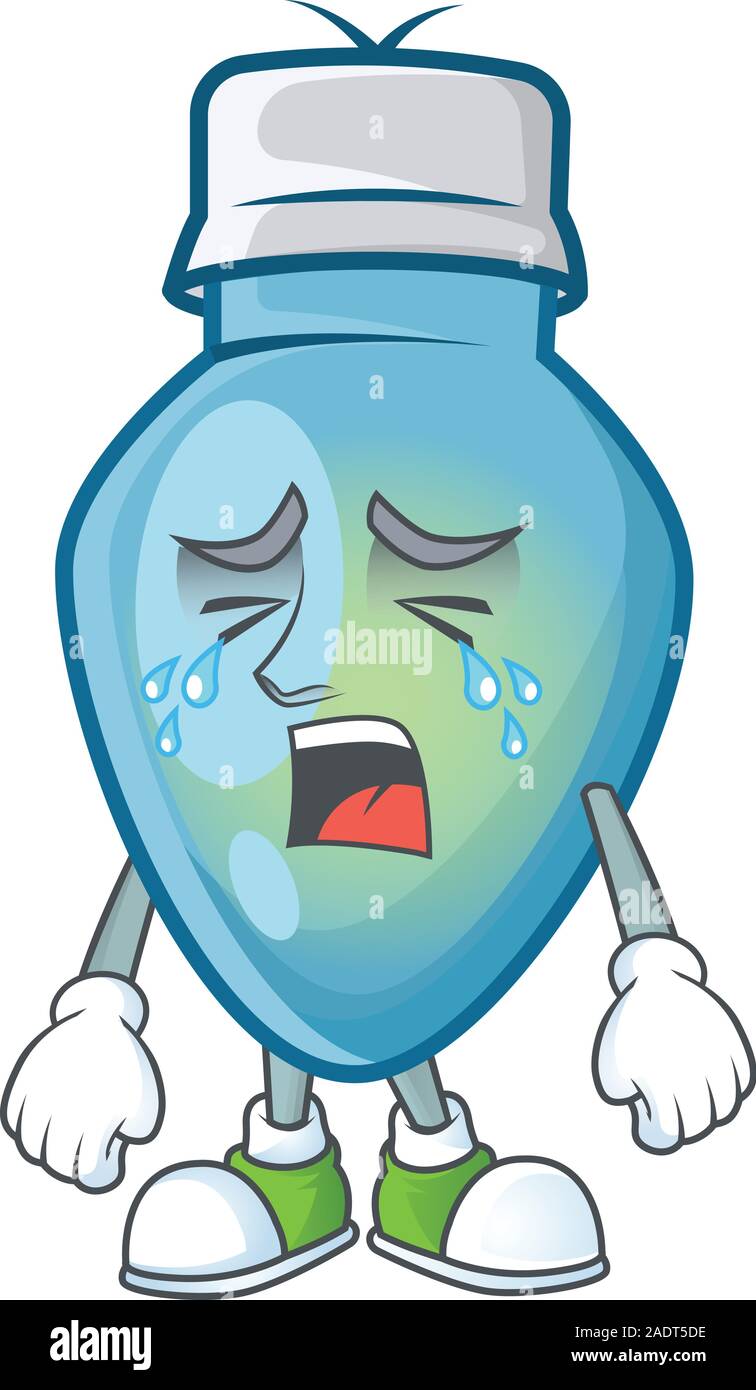 Sad Crying blue christmas bulb cartoon character design style Stock ...