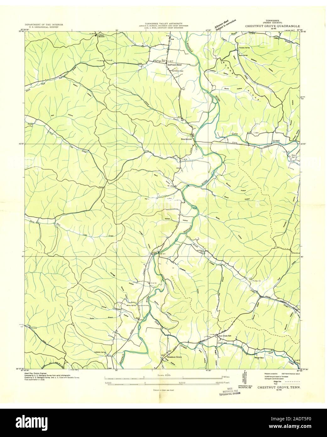 USGS TOPO Map Tennessee TN Chestnut Grove 148933 1936 24000 Restoration ...