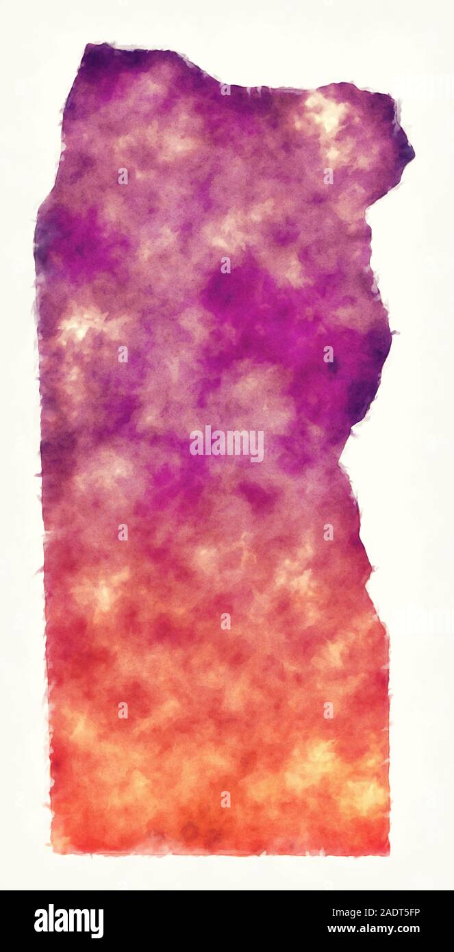 Butnan district watercolor map of Libya Stock Photo - Alamy