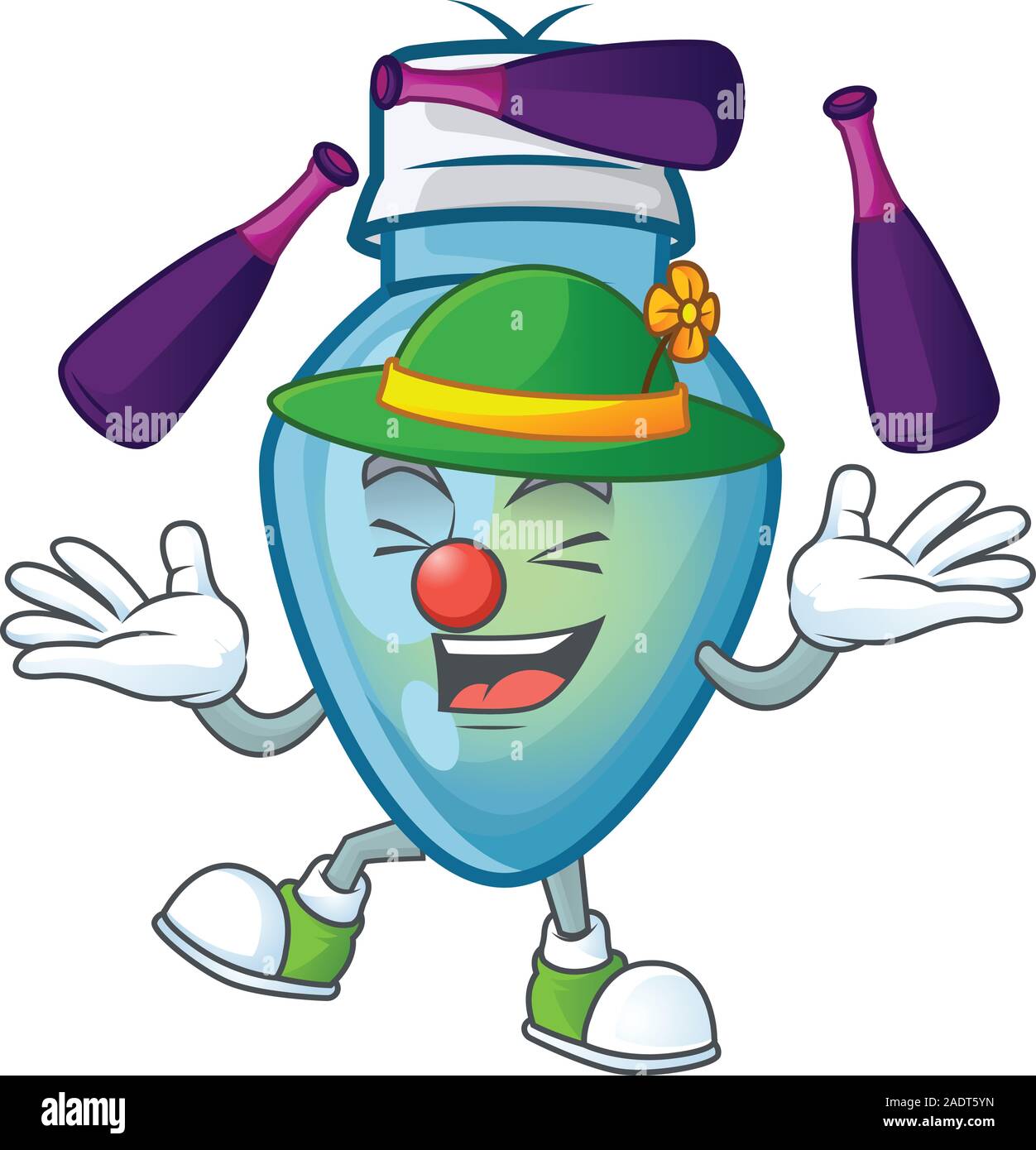Super cool Juggling blue christmas bulb mascot cartoon style Stock ...