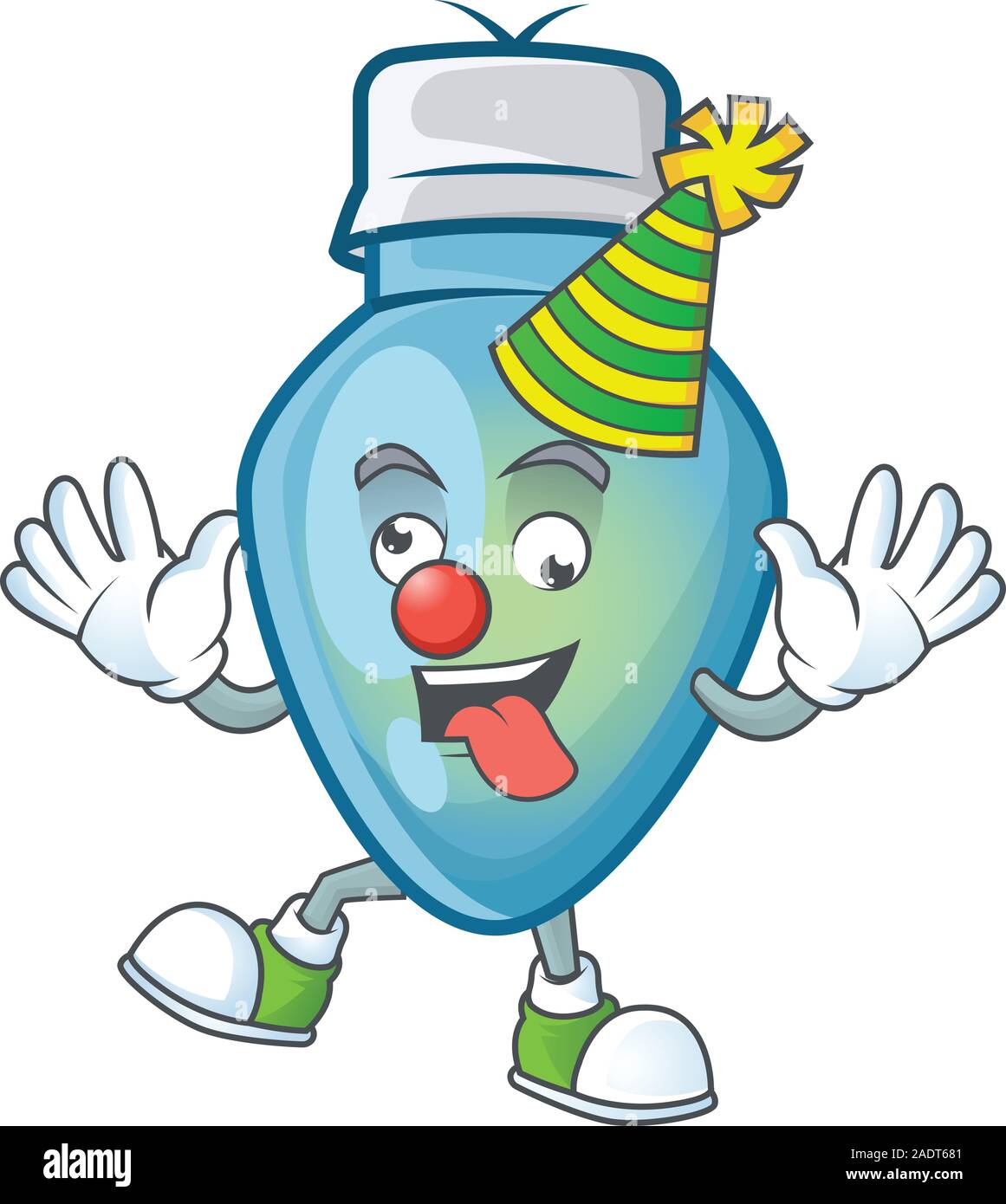Cute Clown blue christmas bulb placed on cartoon character style design ...