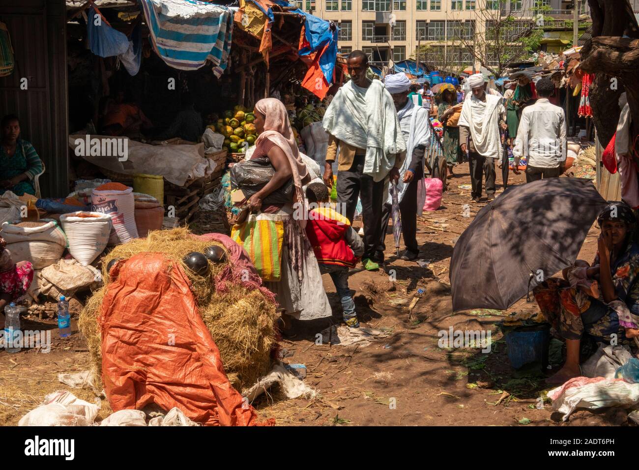 Ethiopia, Amhara Region, Bahir Dar, city centre, market, shoppers in ...