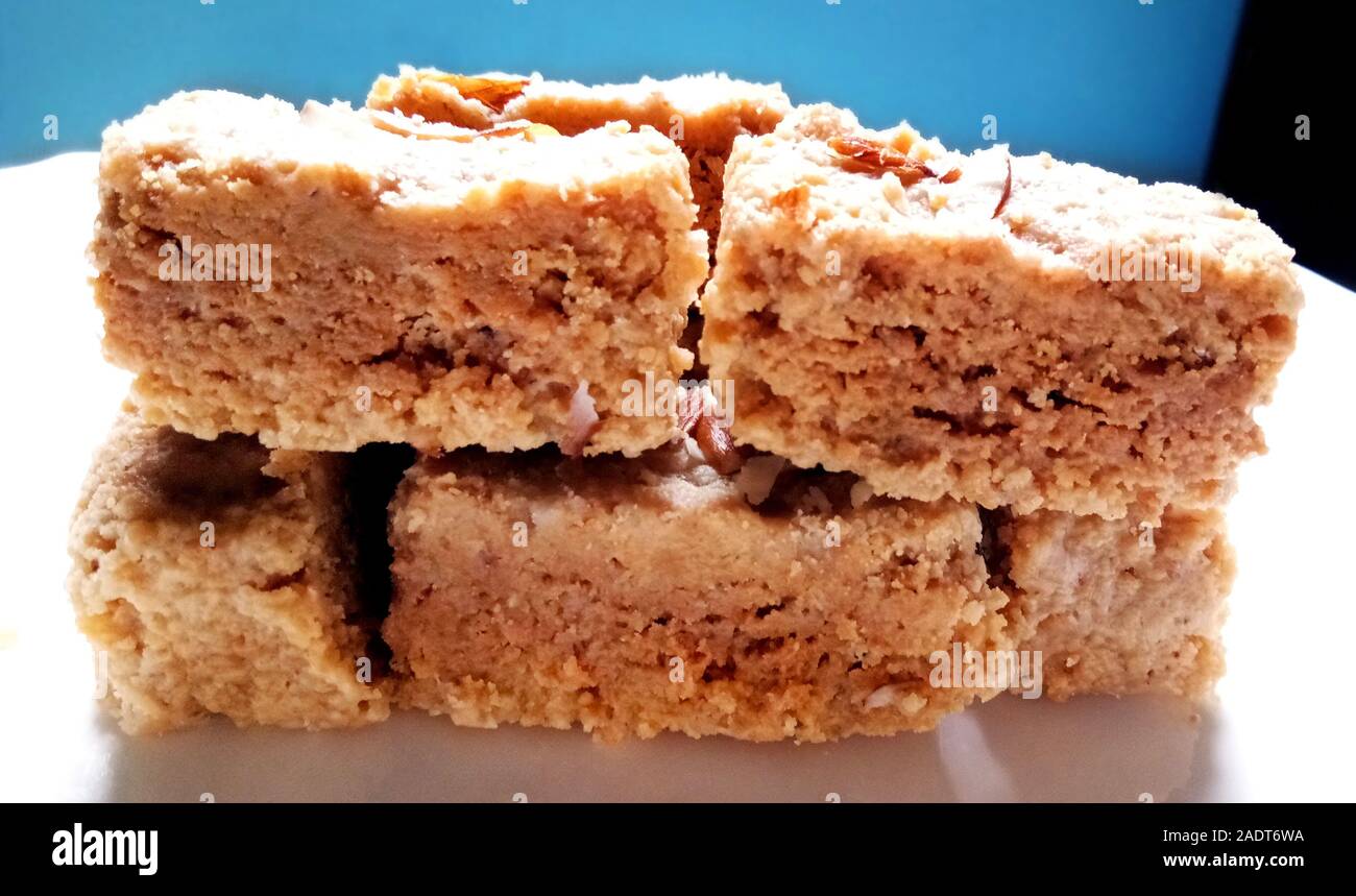 Indian Diwali Sweet Food Kalakand Also Know as Halwa or Mawa Kalakand ...