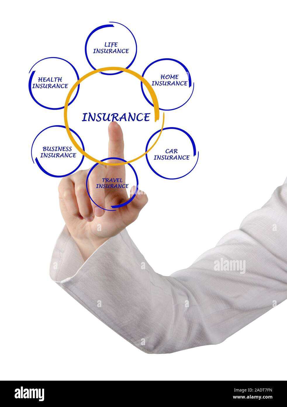 Woman presenting insurance diagram Stock Photo - Alamy