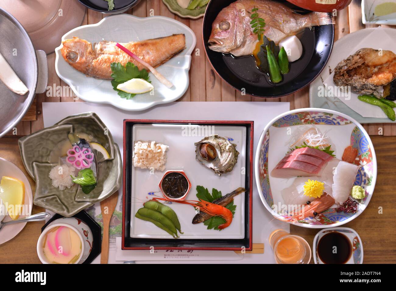 Directly above shot of the Japanese food set Stock Photo - Alamy
