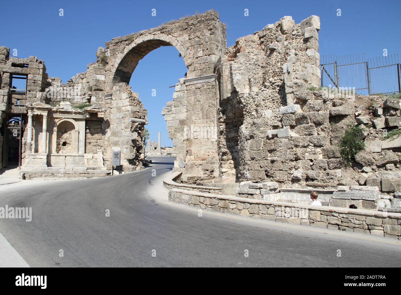 the old city gate of Side in Turkey Stock Photo - Alamy