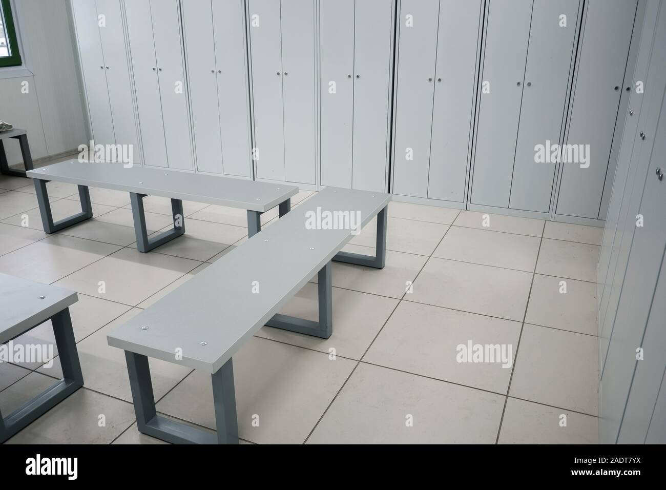 Offshore workers changing room. Industrial type changing room lockers ...