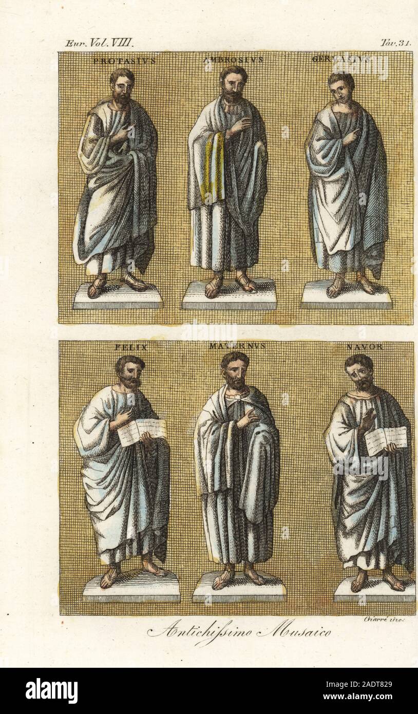 Ancient wall mosaics with portraits of saints and martyrs. Saints ...